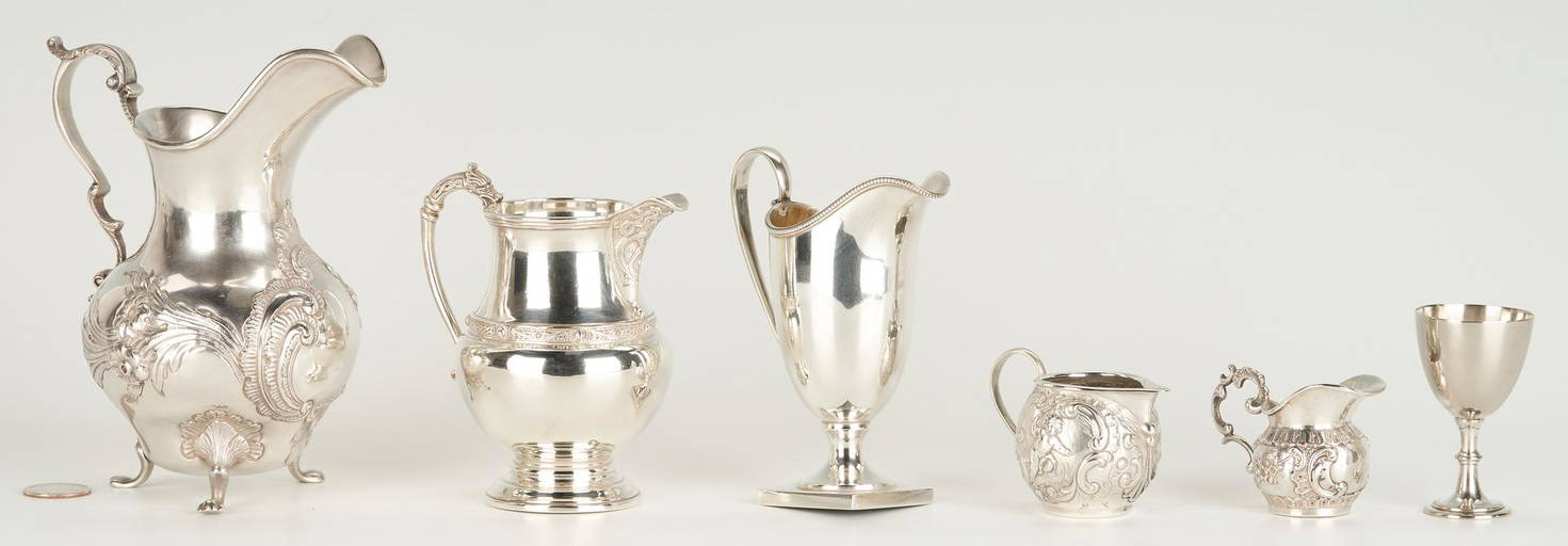 5 Silver Pitchers plus TN Communion Cup, 6 items (#1198) on Jan 29 ...