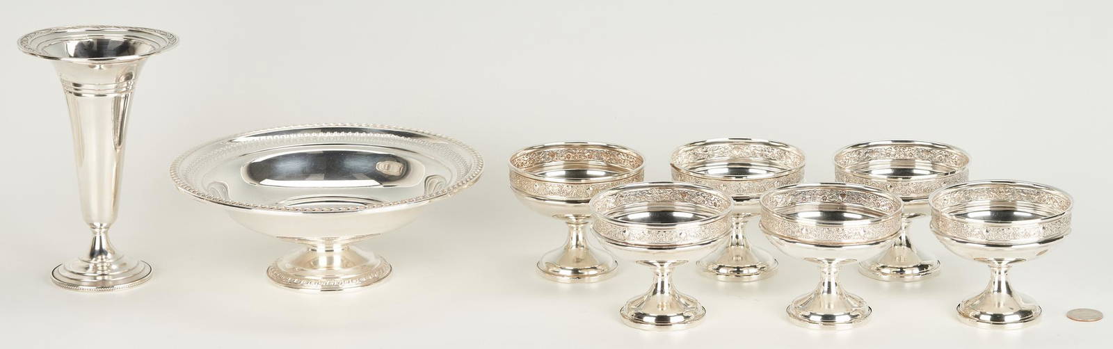 8 Sterling Silver Hollowware Items w/ Weighted Bases, incl. 6 Hirsch ...