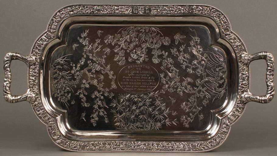 Chinese Export Silver Presentation Tray