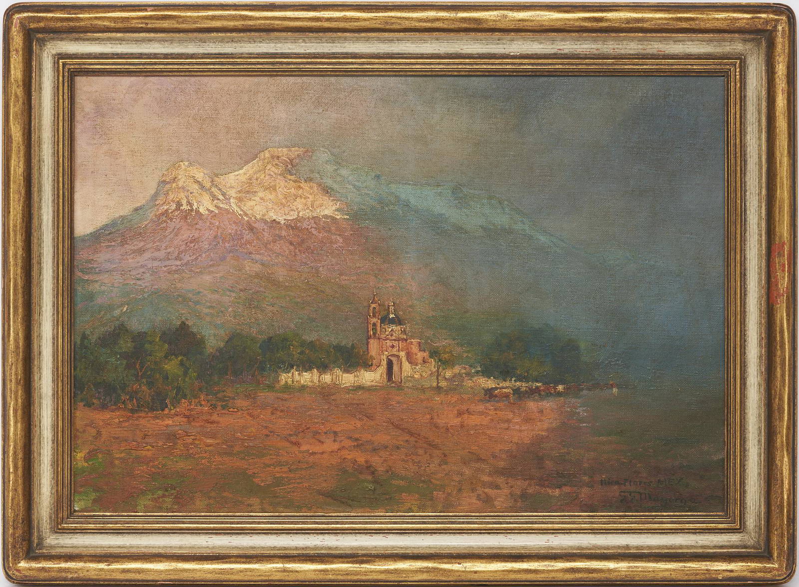 Guillermo Gomez Mayorga O/c Landscape Painting, Miraflores Mexico Auction