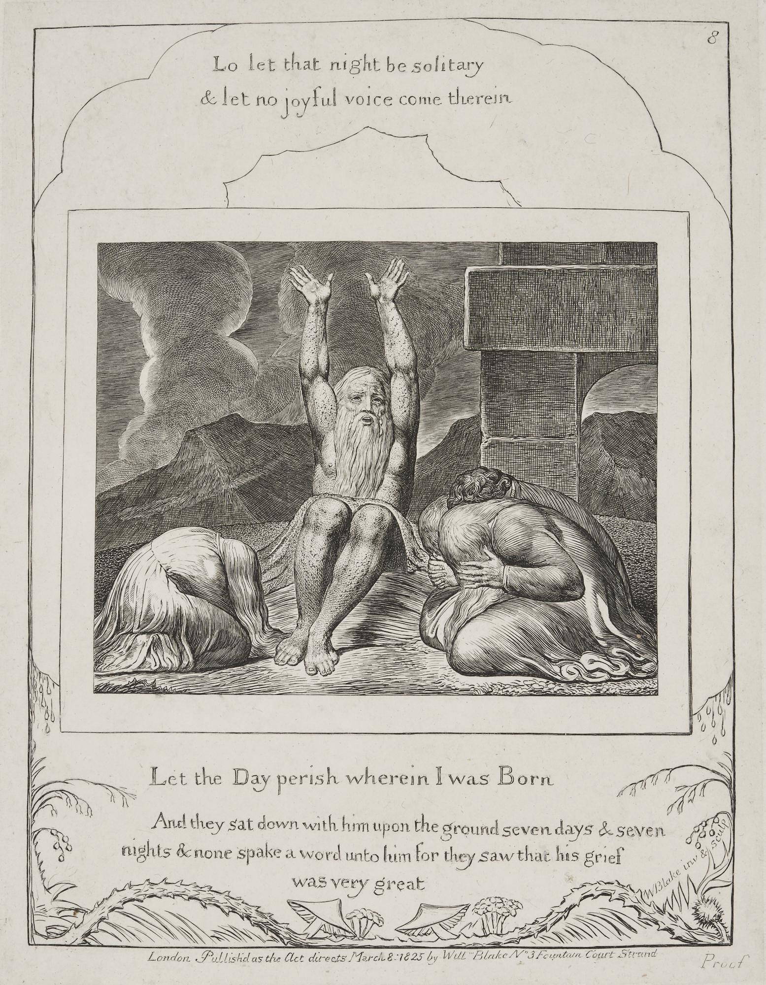 William Blake Engraving, Job's Despair, C. 1825 Auction