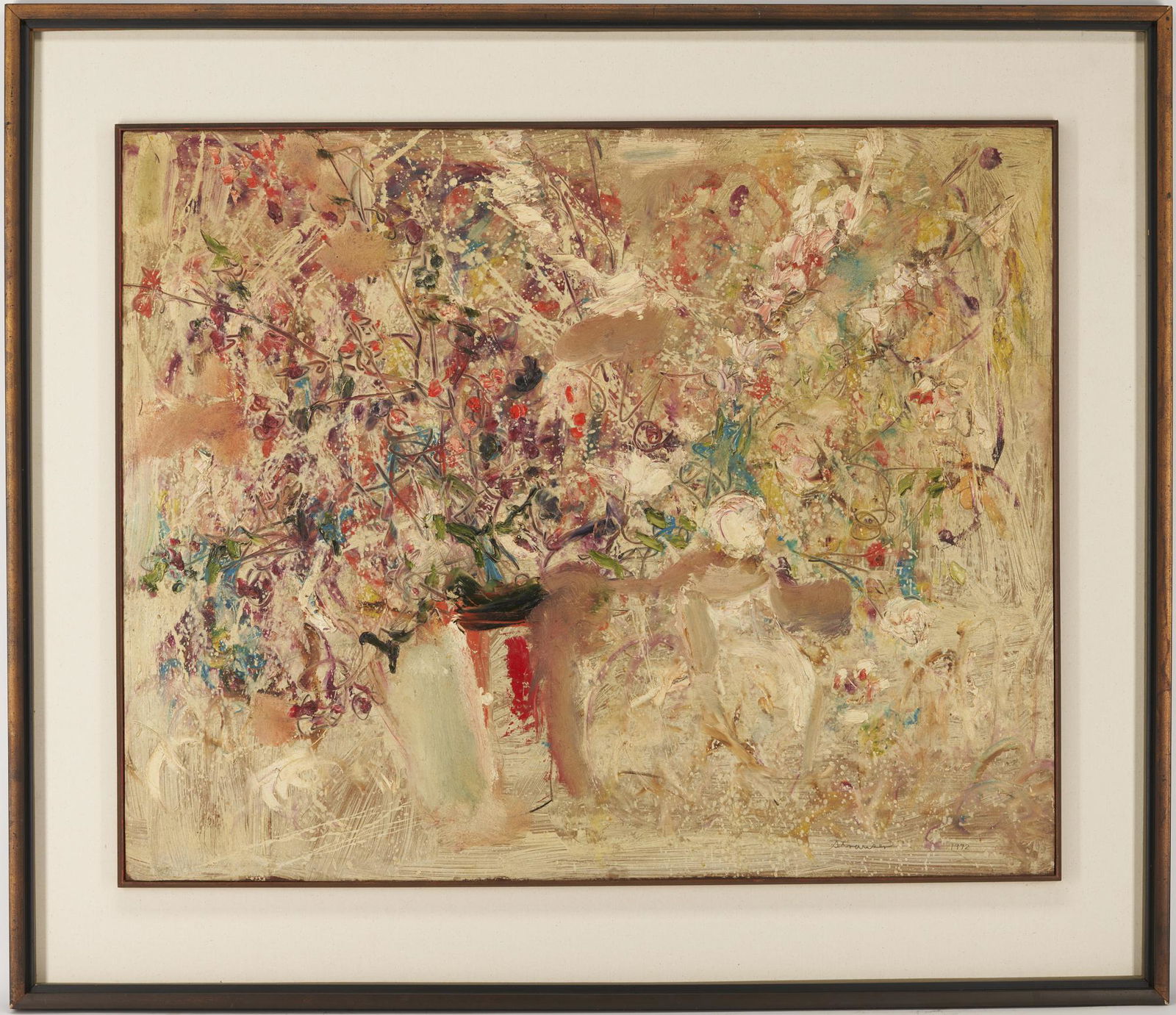 Large Sterling Strauser O/b Painting, Floral Still Life, 1972 Auction