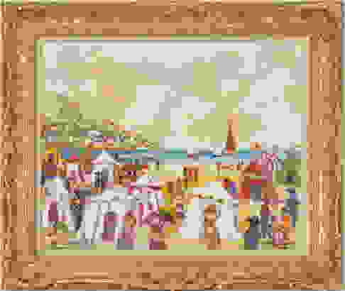 Arthur Weeks O/c Painting, Summer Seaside, Birds Bay, Greece Auction