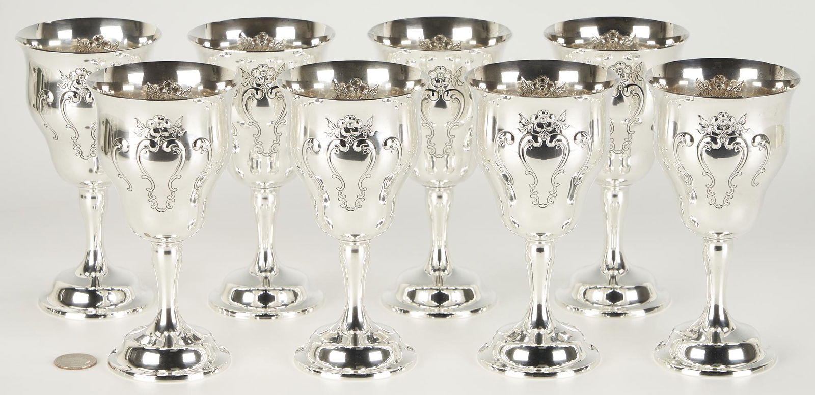 8 Gorham Chantilly Countess Sterling Silver Goblets Auction