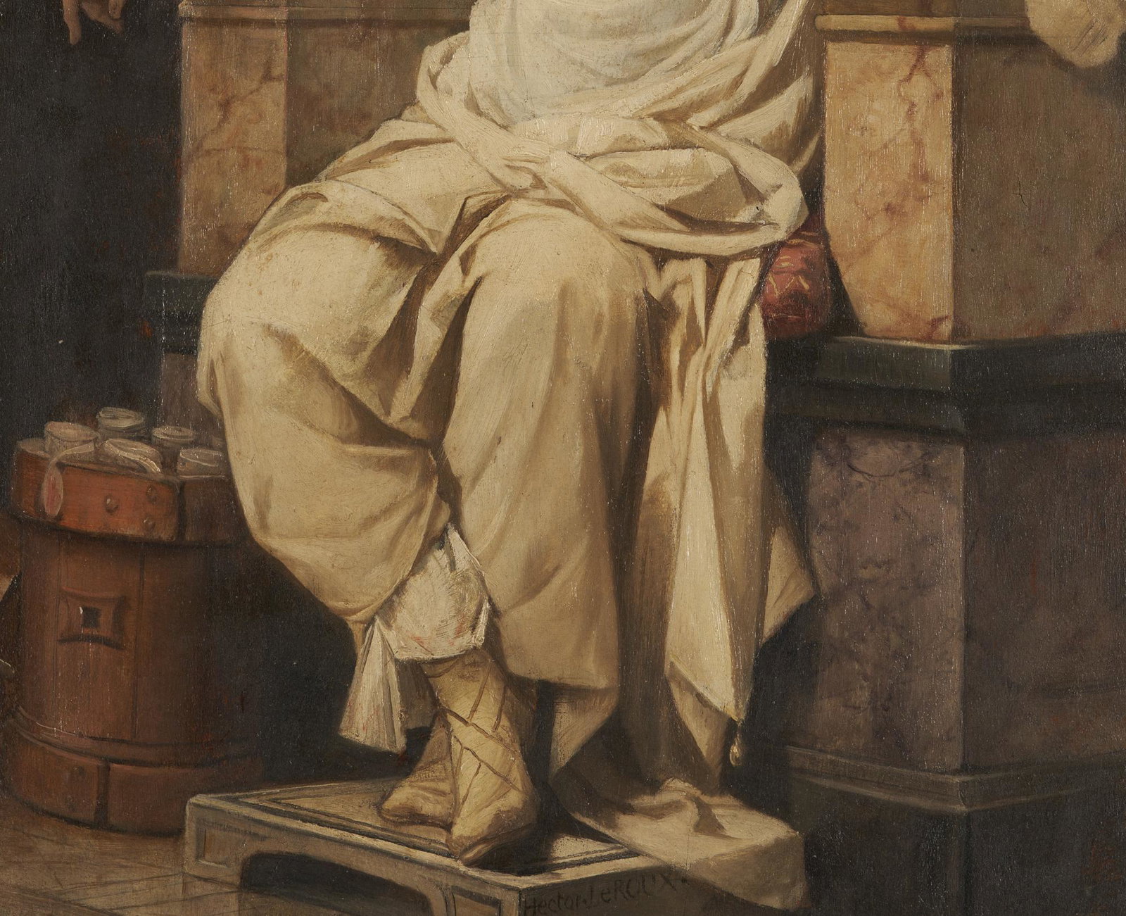 Louis Hector Leroux O/b Painting Of Cleopatra Enthroned Auction