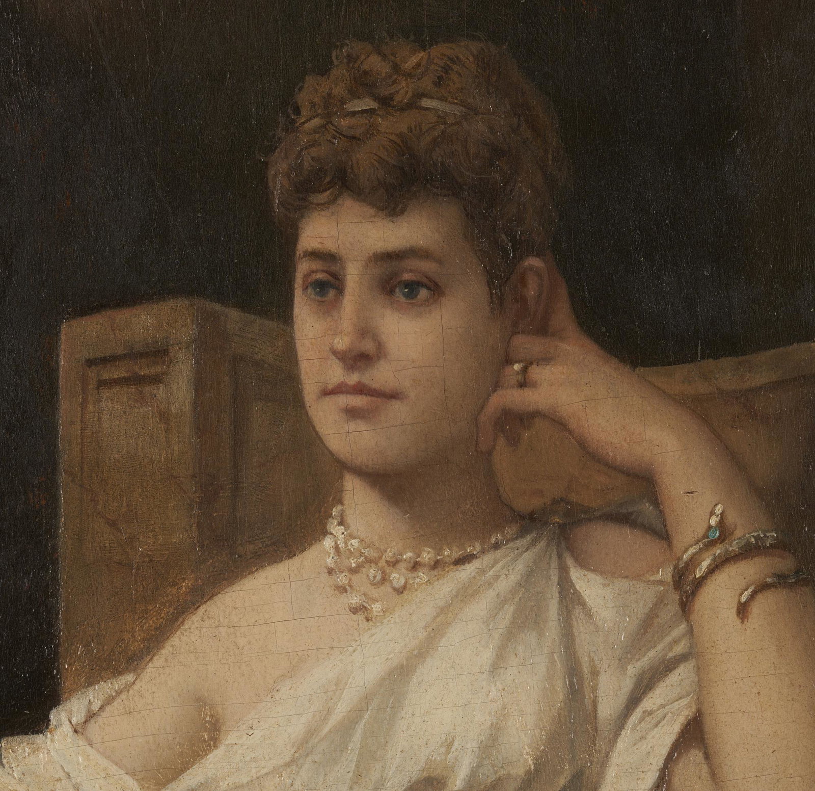 Louis Hector Leroux O/b Painting Of Cleopatra Enthroned Auction