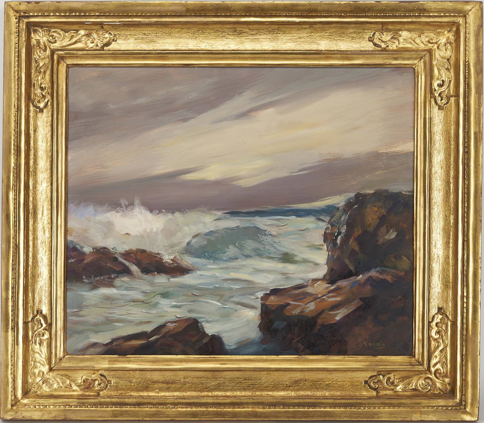 William Steene O/b Marine Painting, New England Landscape Auction