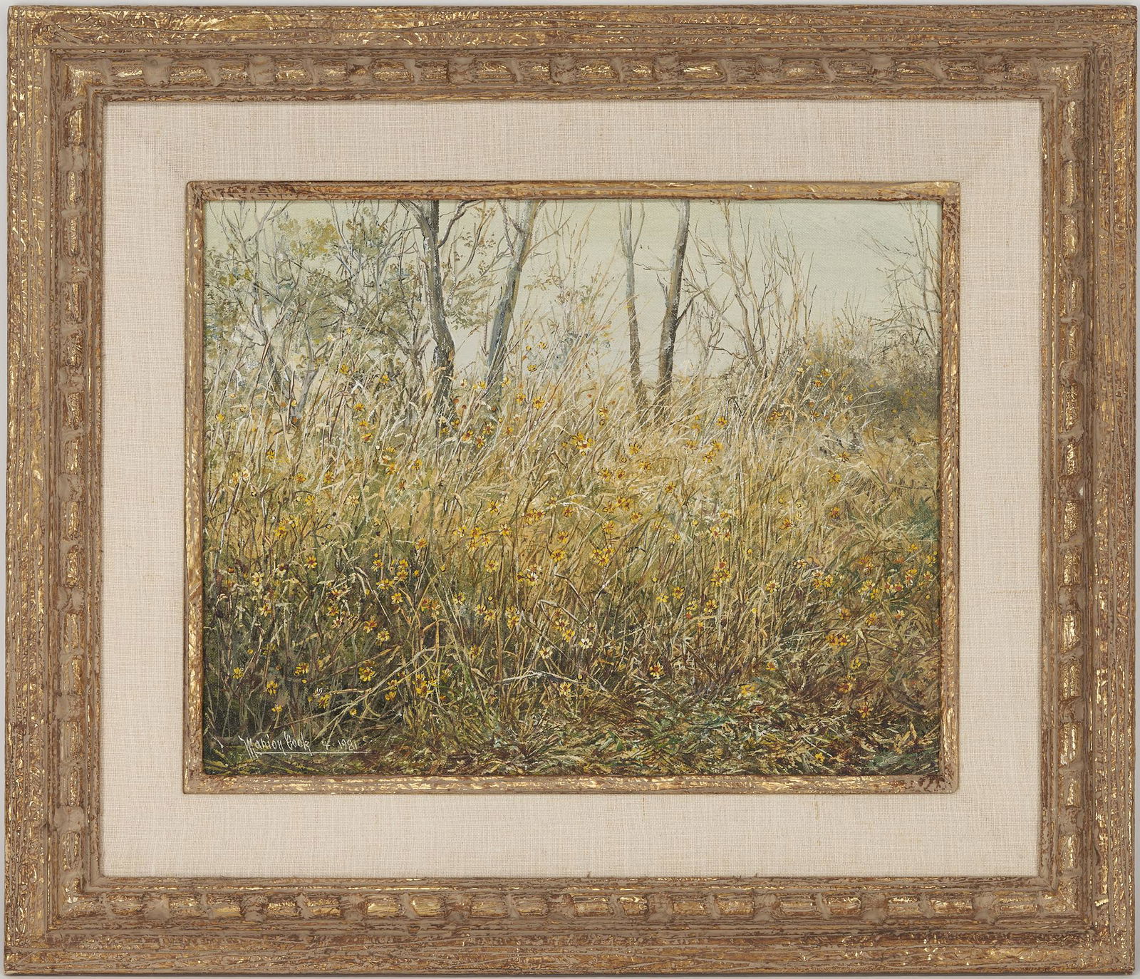 Marion Cook O/c Painting, Field Of Yellow Flowers Auction