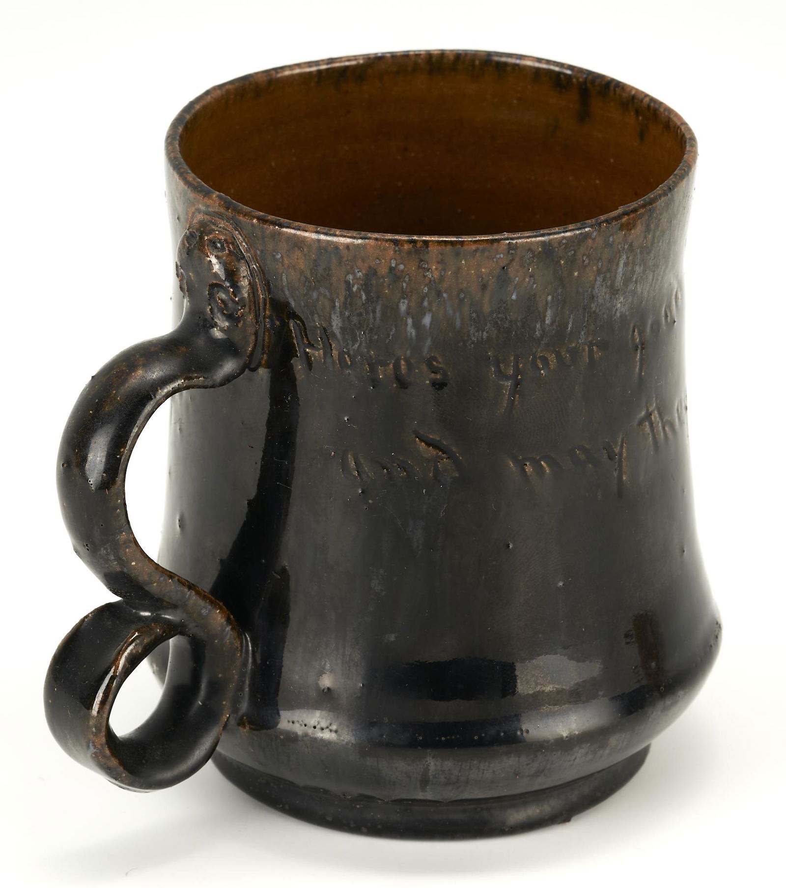 George Ohr Pottery Joe Jefferson Snake Handled Mug Or Cup