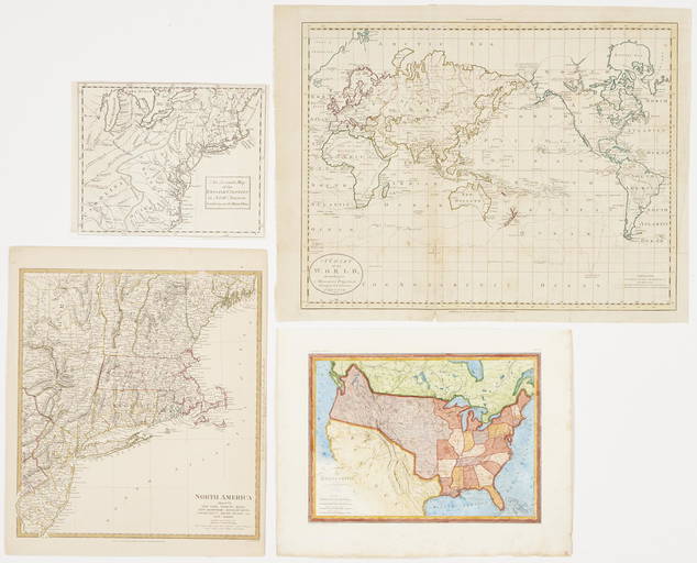 4 Early American Maps: Overton, Thierry, Captain Cook, & Sduk