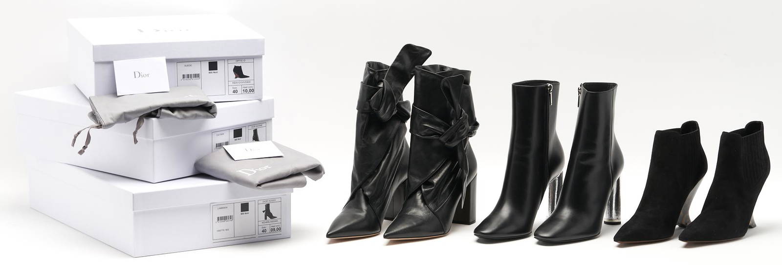 3 Pairs Of Christian Dior Black Ankle Boots, Incl. Huggy, Optic D ...
