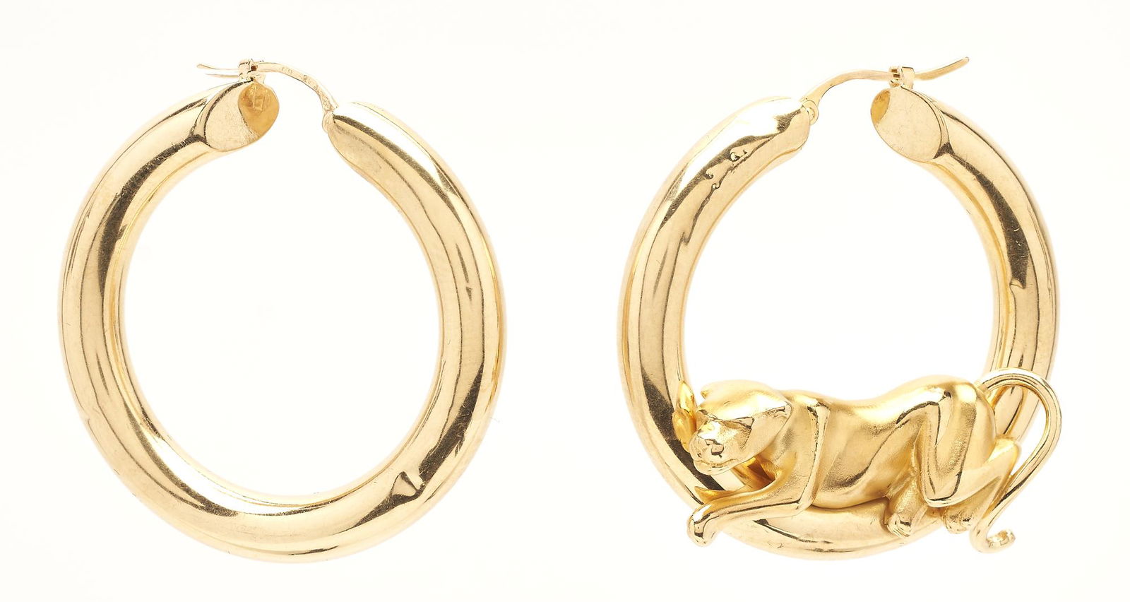 Pair Of Vintage Charles Garnier 18k Panther Hoop Earrings Auction