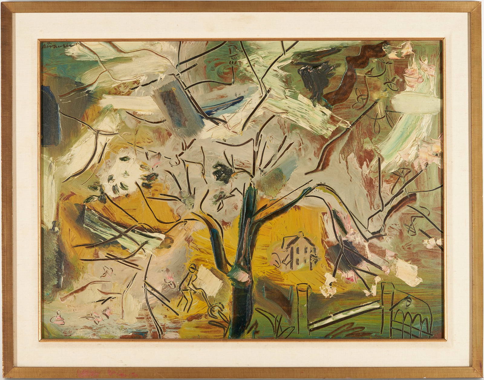 Sterling Strauser O/b Expressionist Landscape Auction