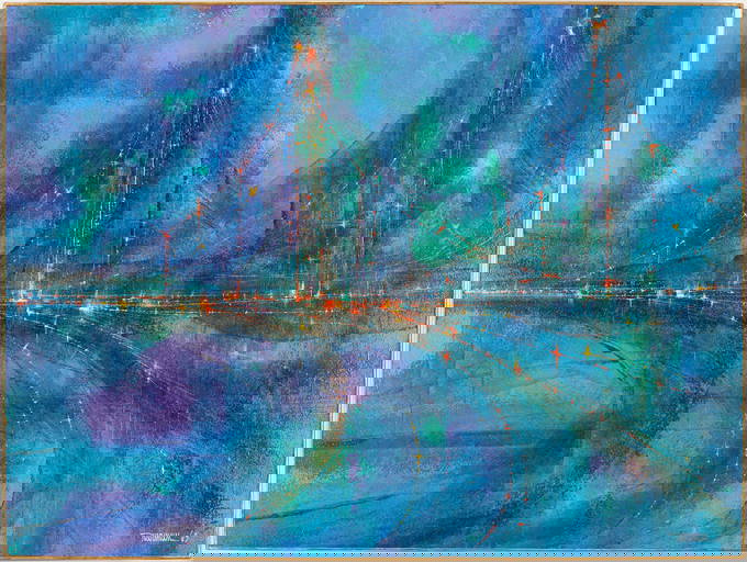 Leonardo Nierman Abstract Bridge Painting