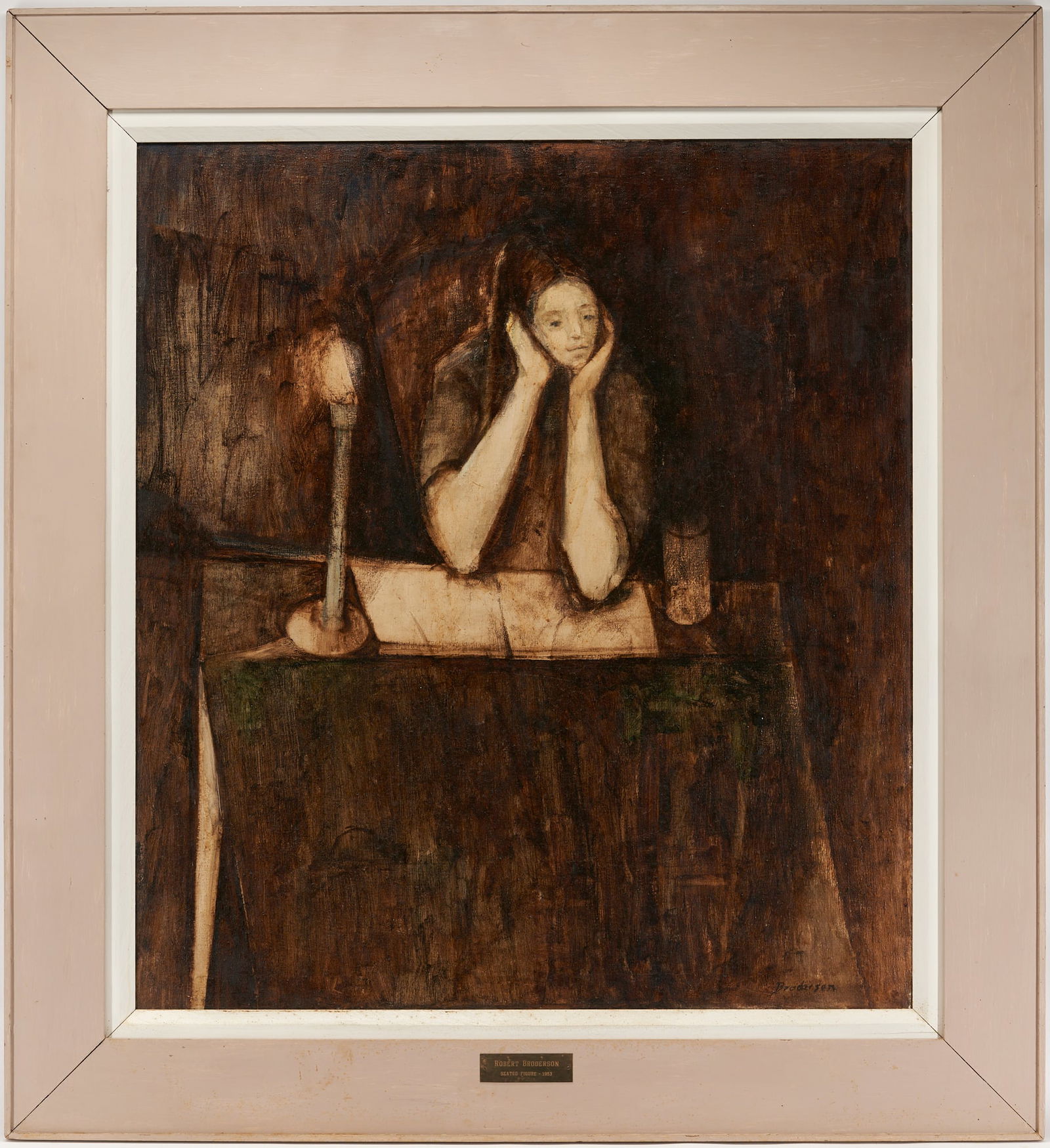 Robert Broderson, Child Seated At Table, Exhibited Oil Painting Auction