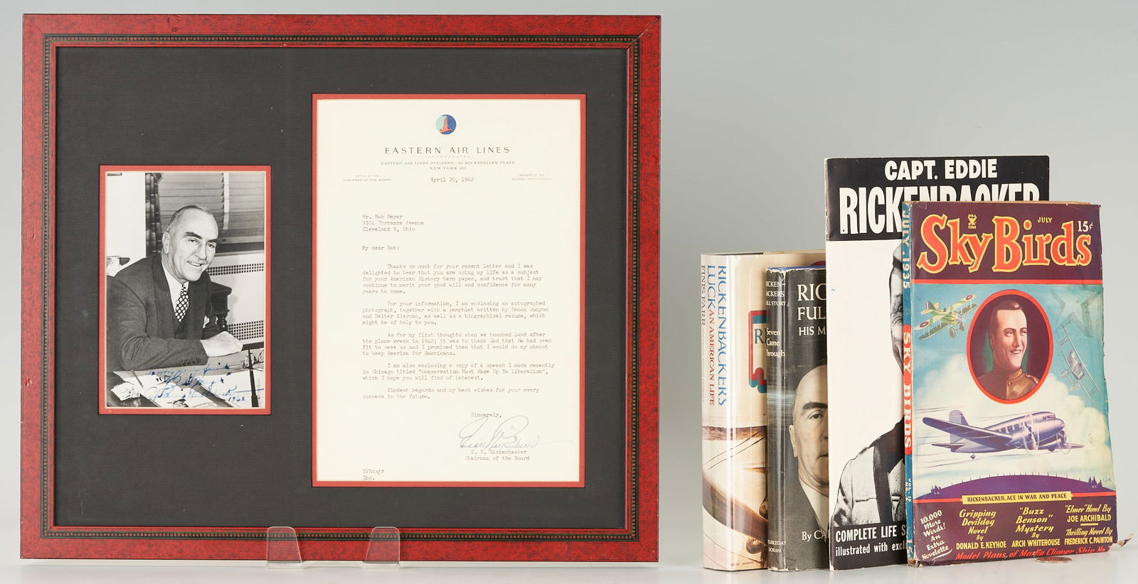 Cpt. Edward Rickenbacker Signed Photograph & Als Plus Books, 5 Items ...