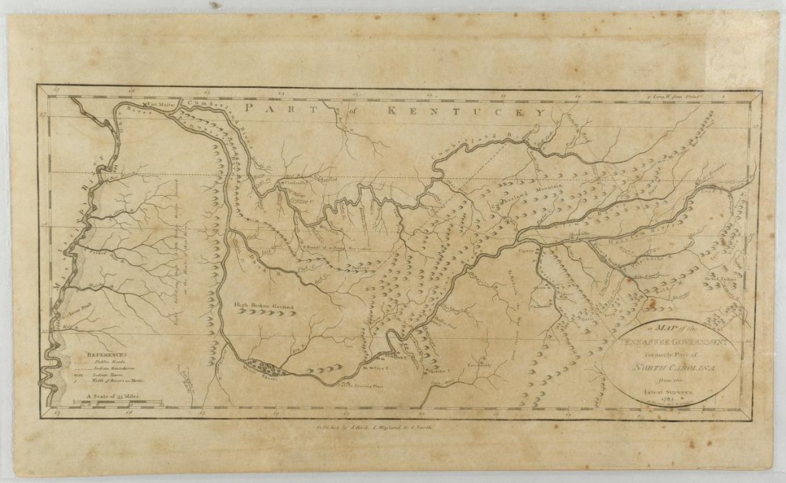 18th Century Map of Tennessee with Native American land