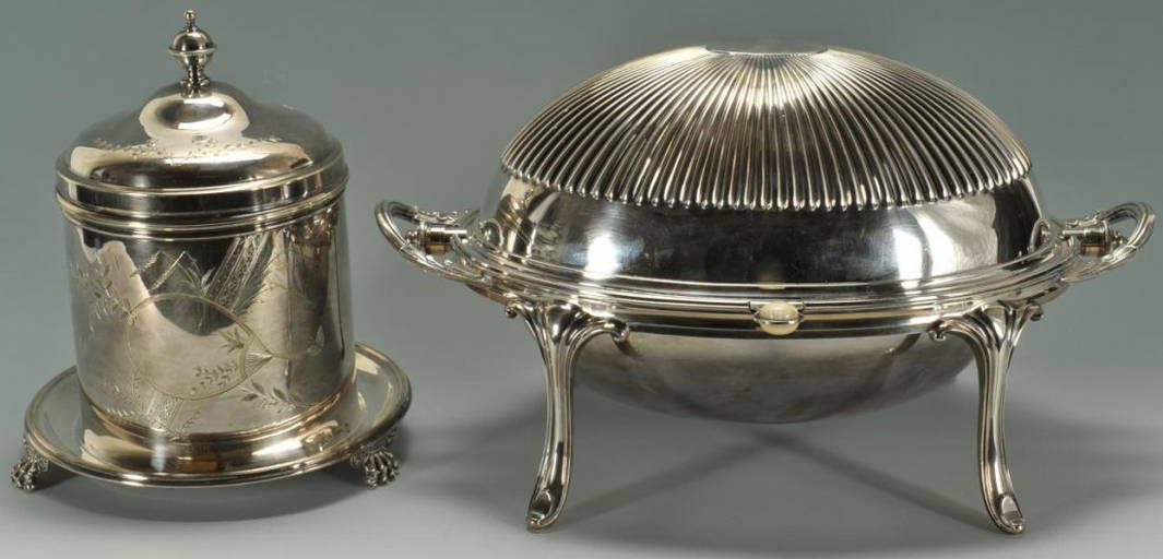 Edwardian Revolving Server And Biscuit Barrel