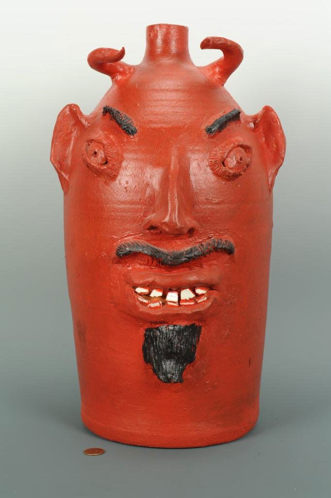 NC Folk Pottery Devil Face Jug, Browns Pottery