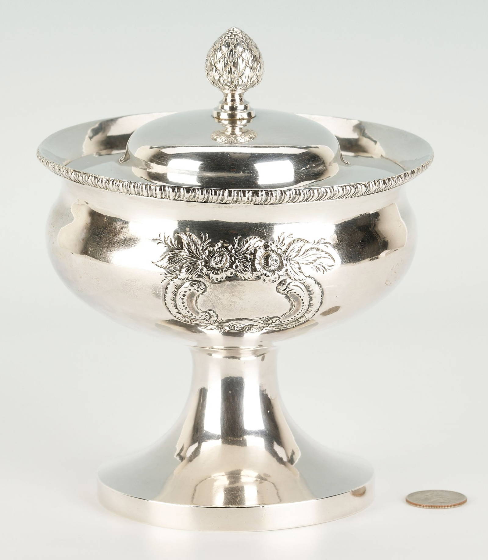 Samuel Kirk Coin Silver Covered Bowl, Hatch Inscription Auction