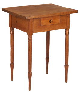 East Tn Sheraton Style Table With Shaped Apron, Hawkins Co. Auction