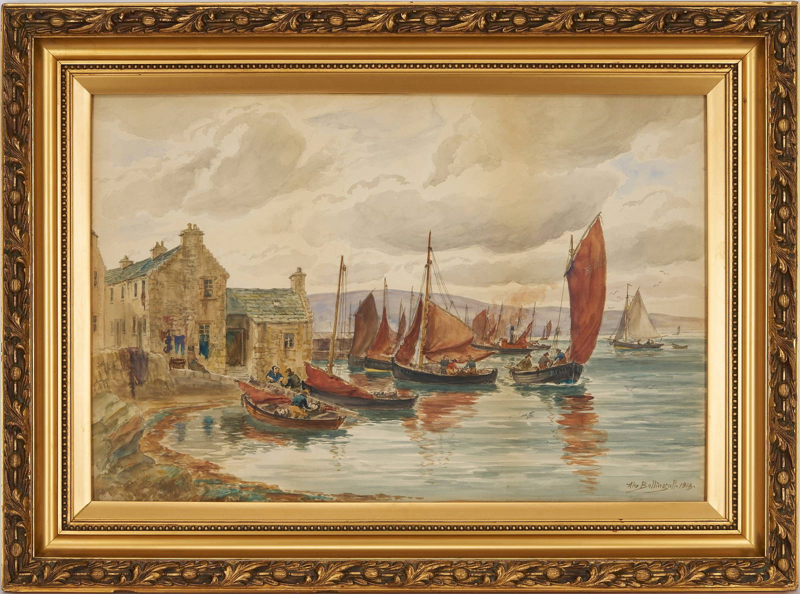 Alexander Ballingall Watercolor Coastal Scottish Scene Auction