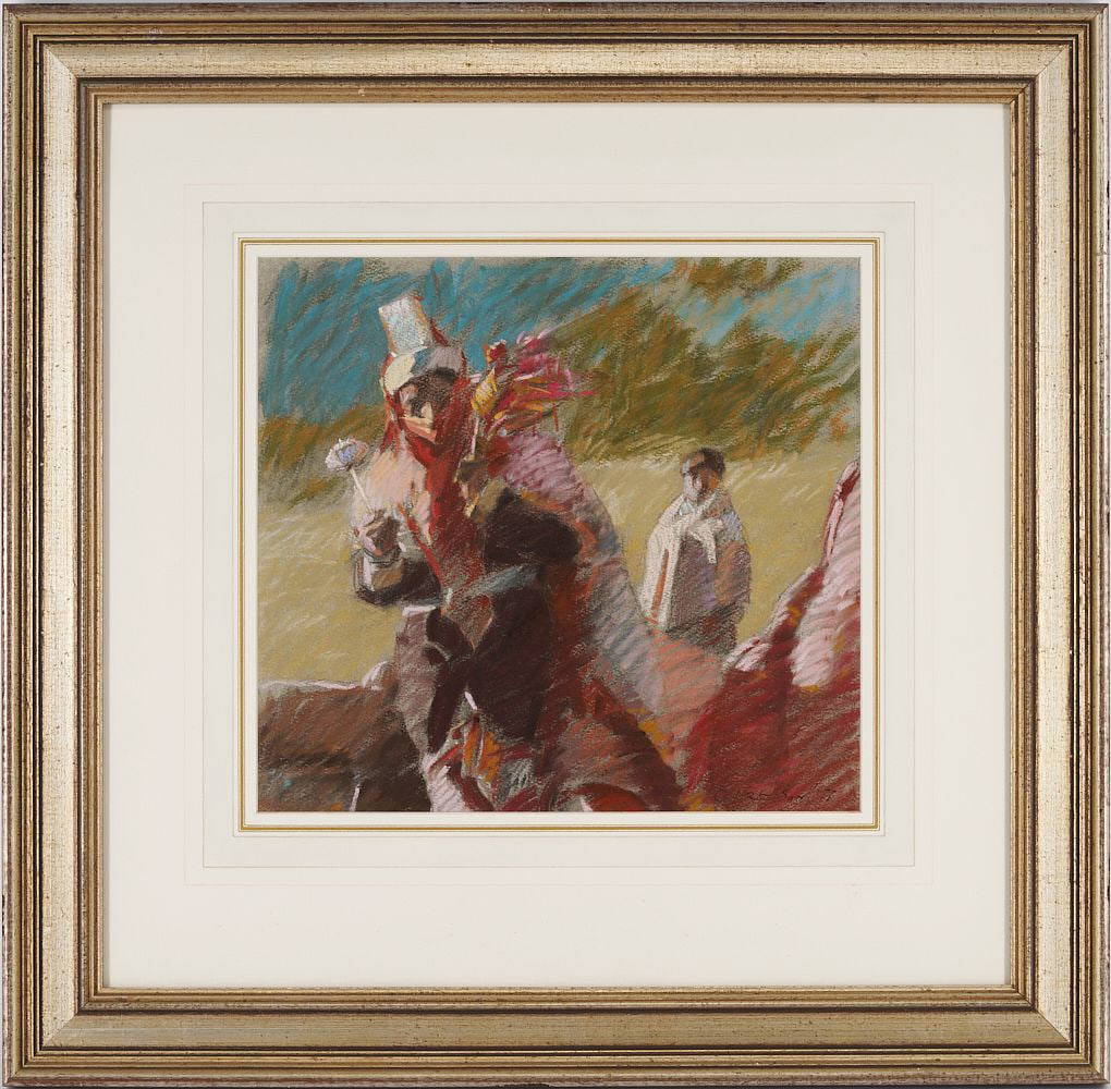 George Carlson Pastel, American Indian Dancer, 1977 Auction