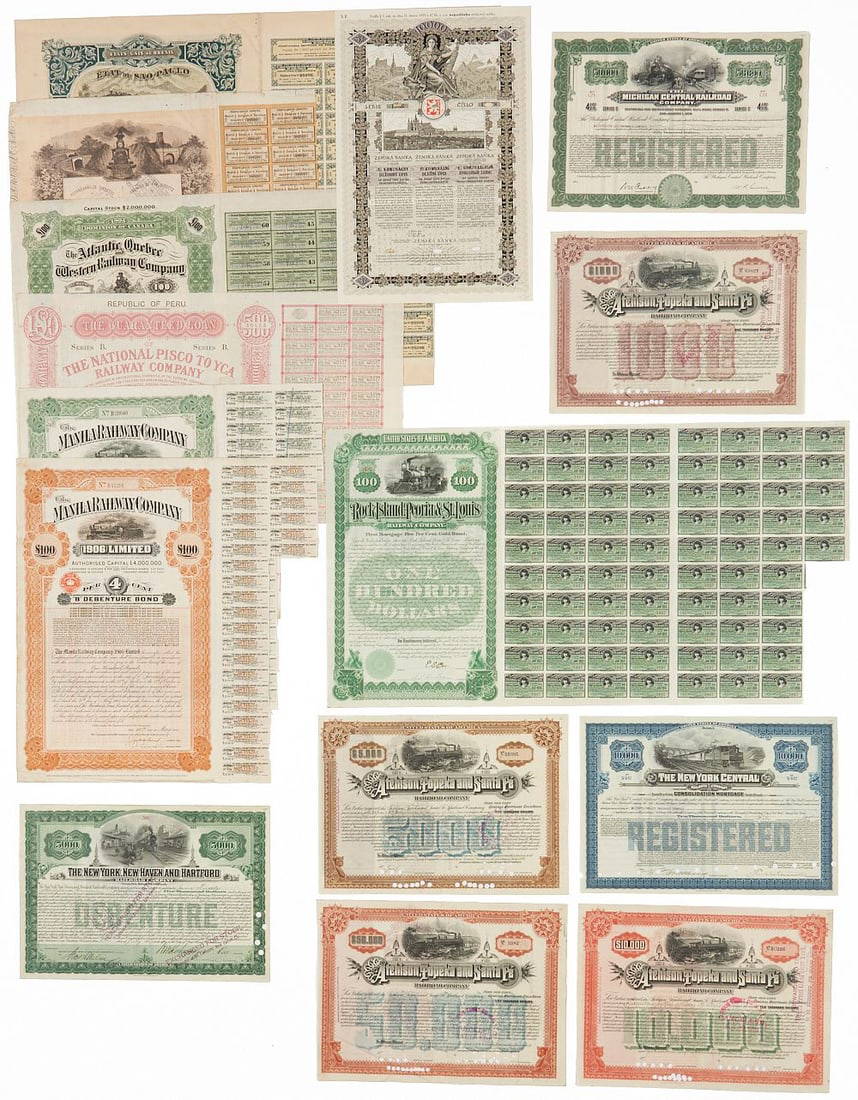 Collection Of Railroad Bonds, Us And International Auction