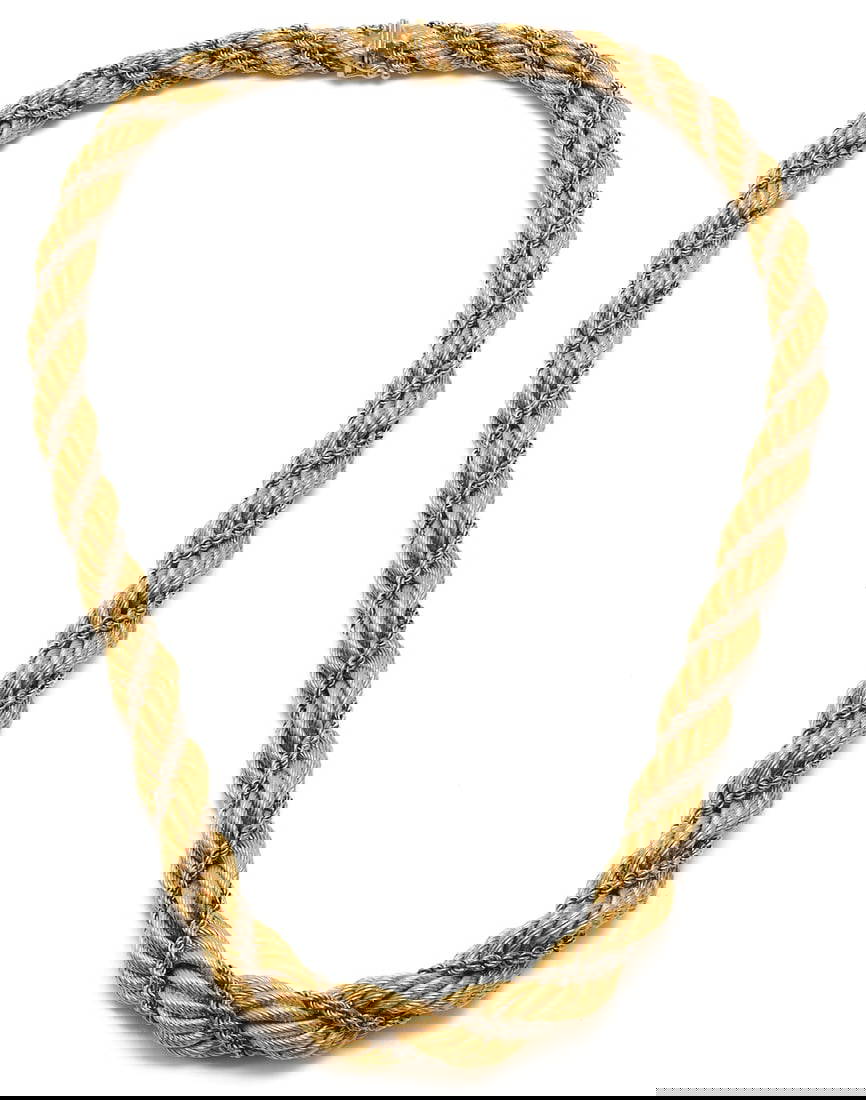 Ladies' Italian 18k Gold 19" Two Tone Rope Chain Necklace Auction