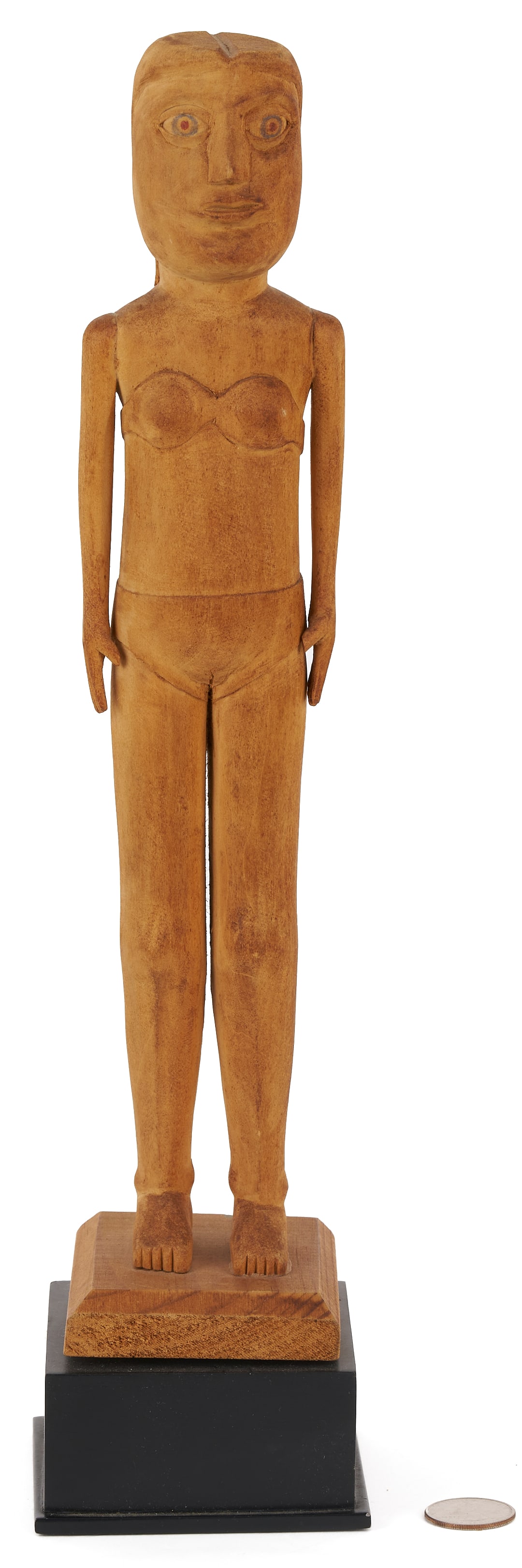 Edgar Tolson Folk Art Carving, Woman With Bikini Auction