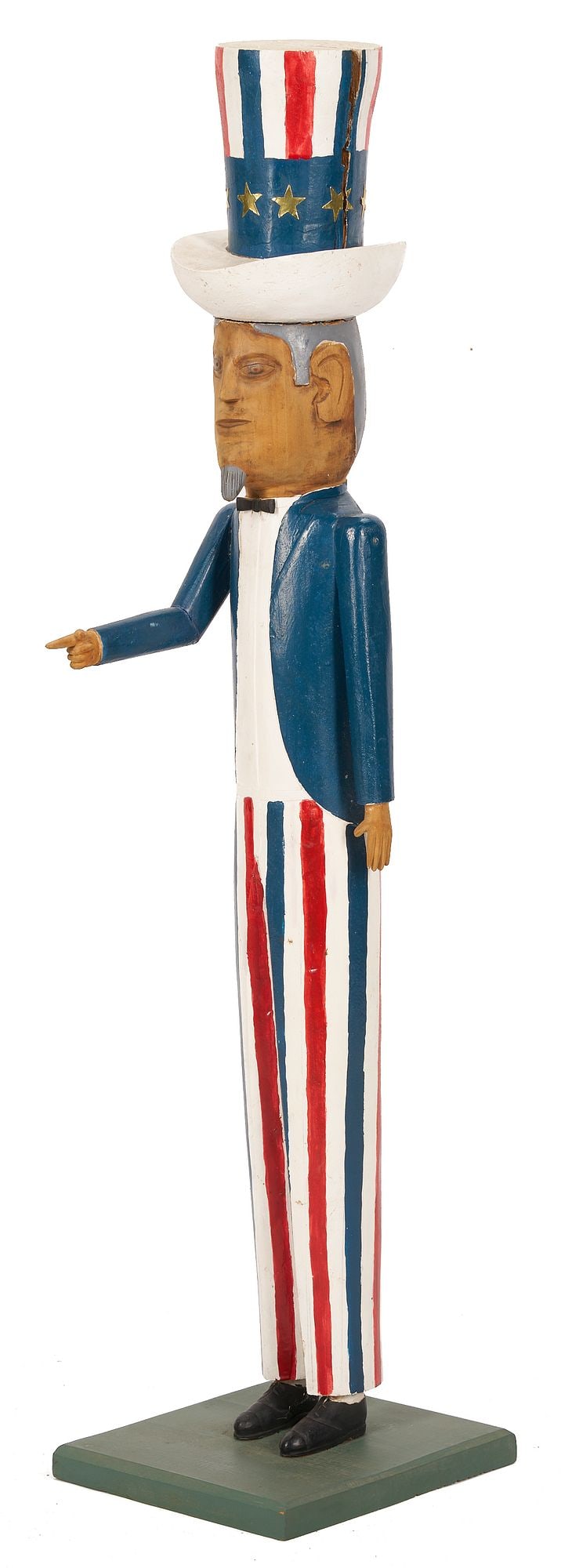 Edgar Tolson Uncle Sam Painted Sculpture Auction