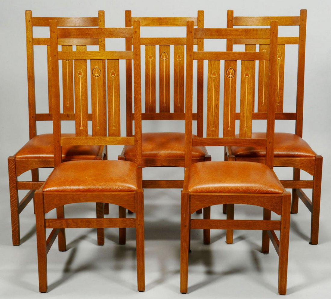 Five (5) Harvey Ellis Stickley Side Chairs, Contemp.