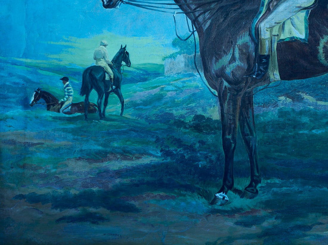 F. Clifton O/c Portrait Of Racehorse Blink Bonny Auction