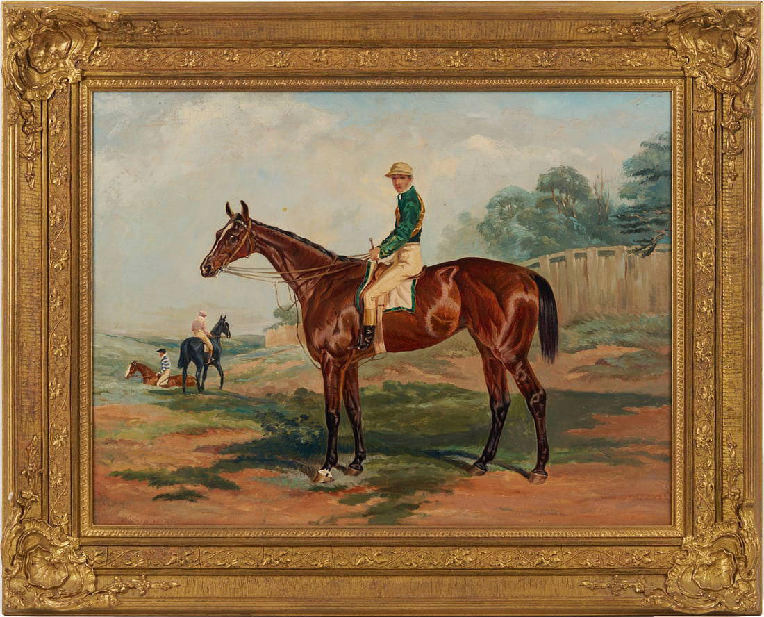 F. Clifton O/c Portrait Of Racehorse Blink Bonny Auction