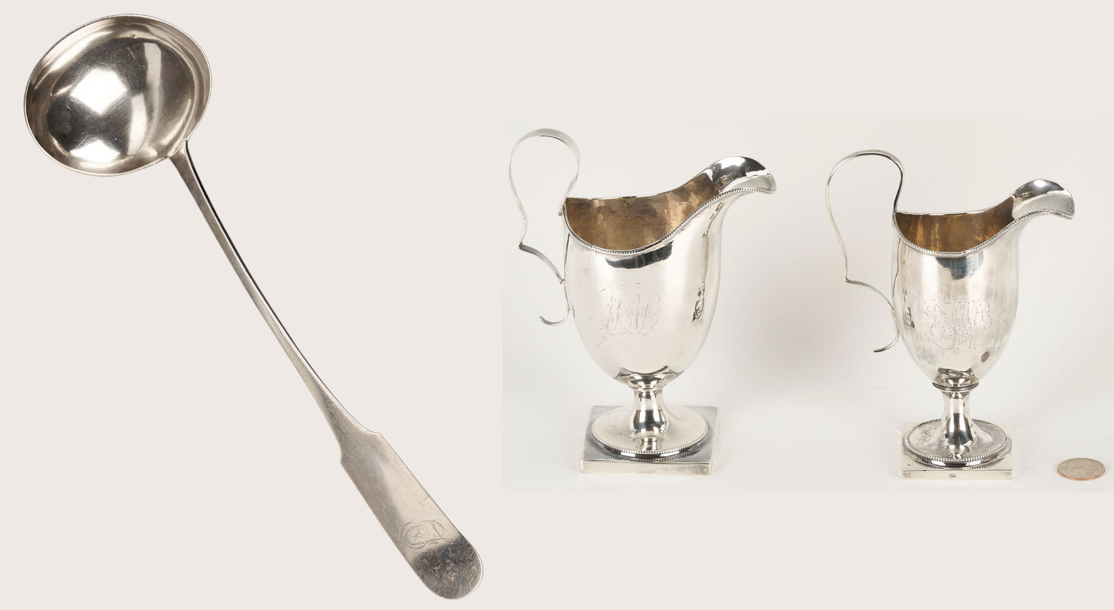 American Coin Silver Ladle, Attrib. William Ward Jr. And 2 American ...
