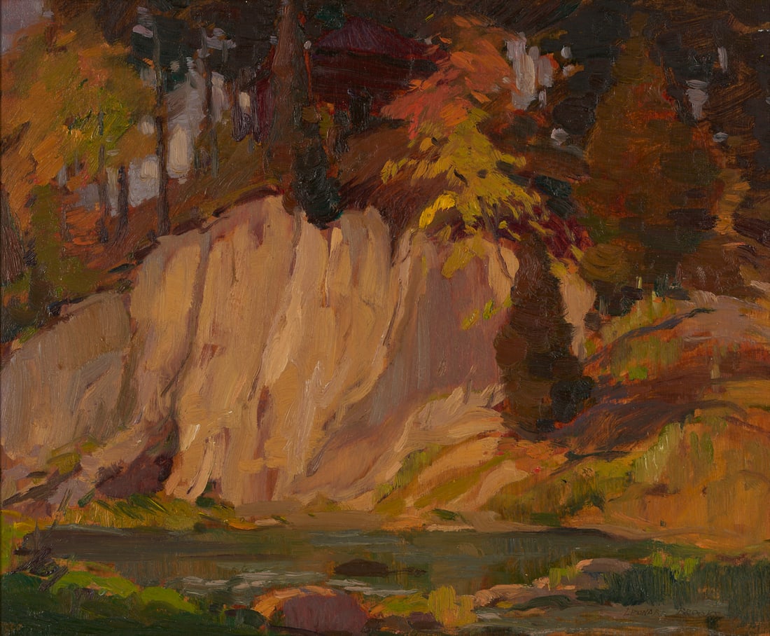 F. Leonard Brooks Oil Painting, Canadian Autumn Landscape Auction