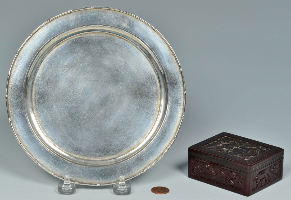 Chinese Silver Zeewo plate, Cherry Amber Box