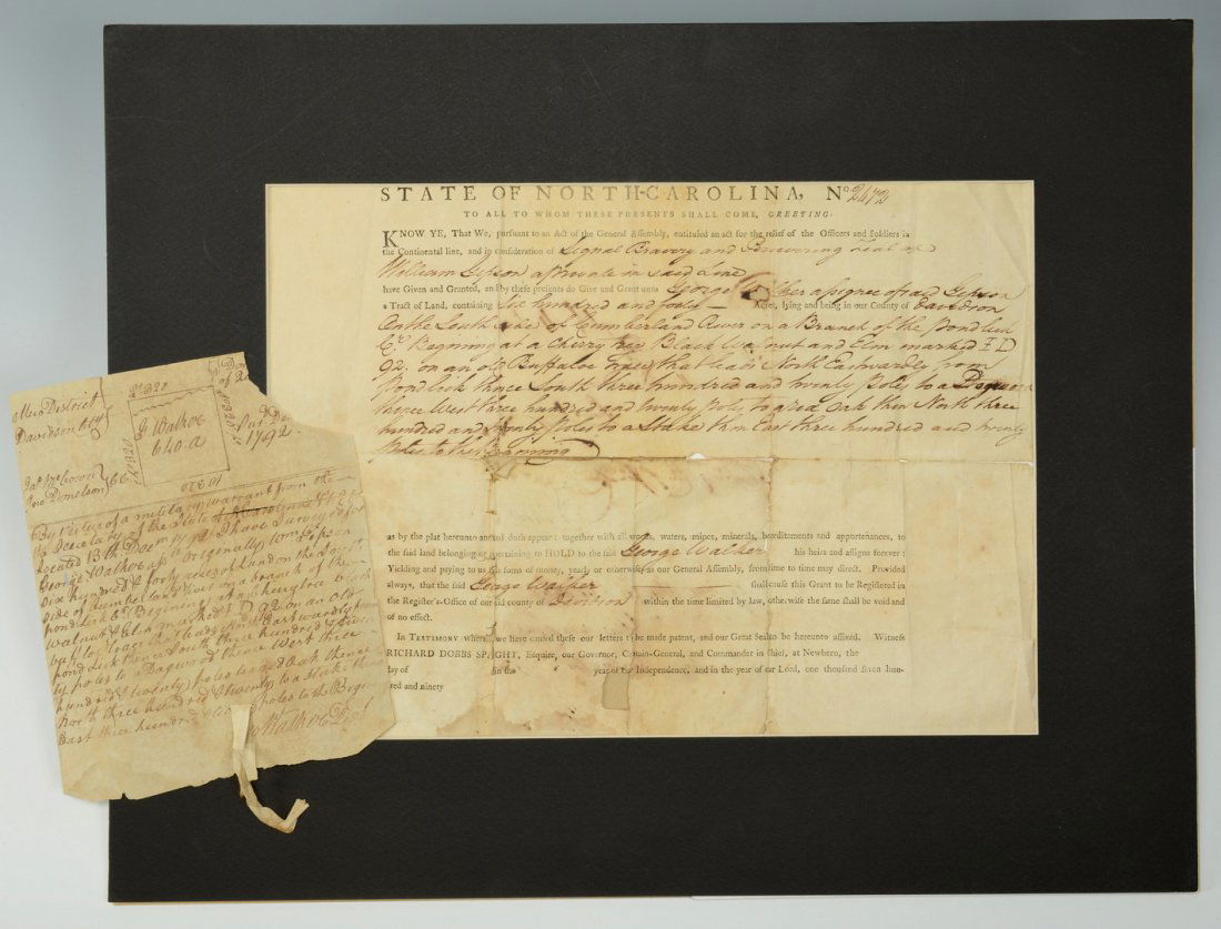 1790 Nashville Tn Land Grant & Survey Map