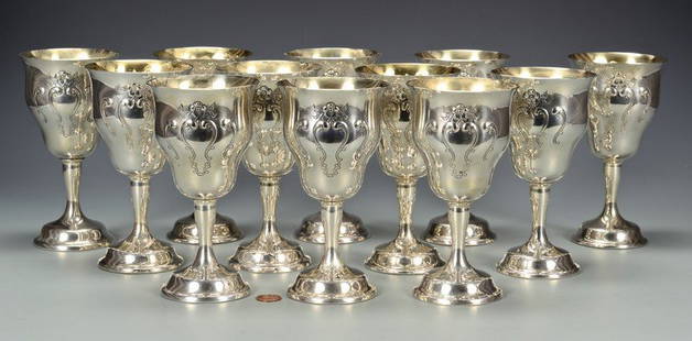 12 Goblets, Chantilly Pattern
