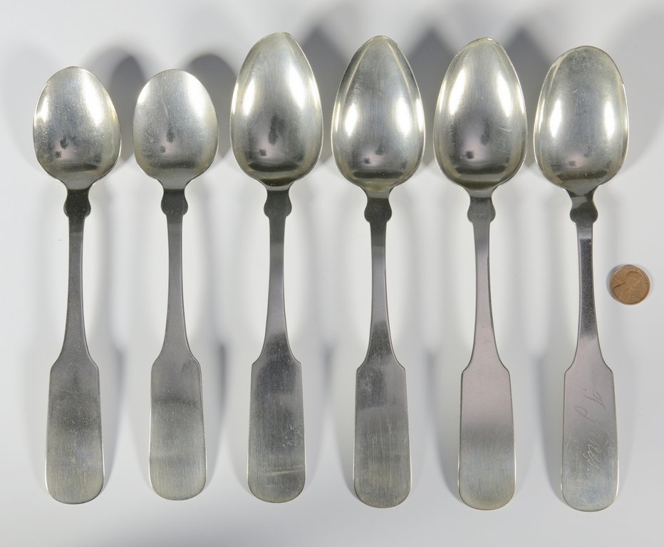 6 J.s. Curtis Memphis Coin Silver Tablespoons