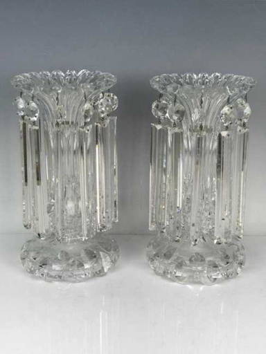 Pair Of Bohemian Cut Crystal Lusters