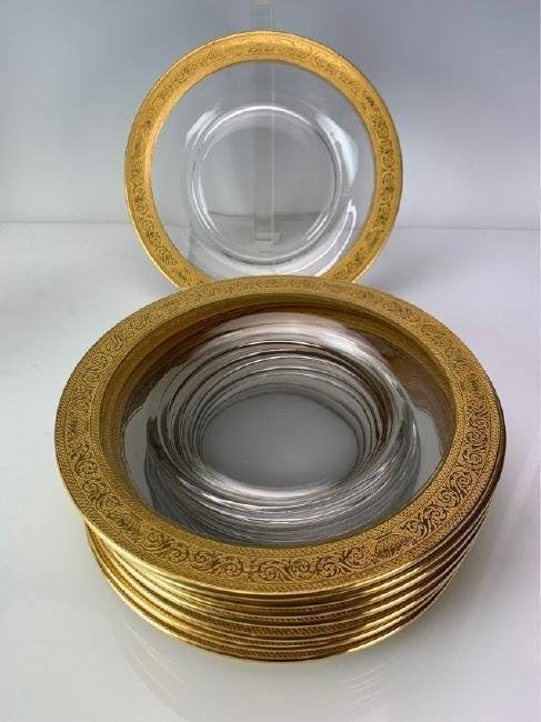 Set Of 8 Gilt Moser Plates