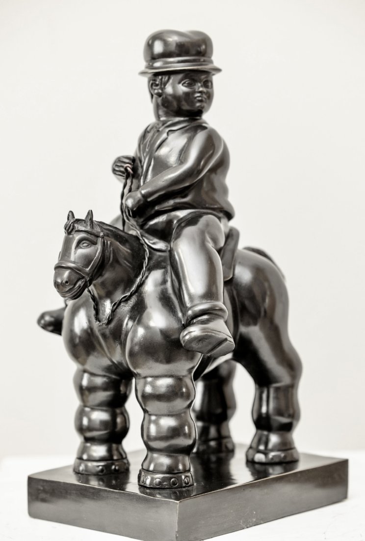 Man On The Horsr Fernando Botero Bronze Sculpture
