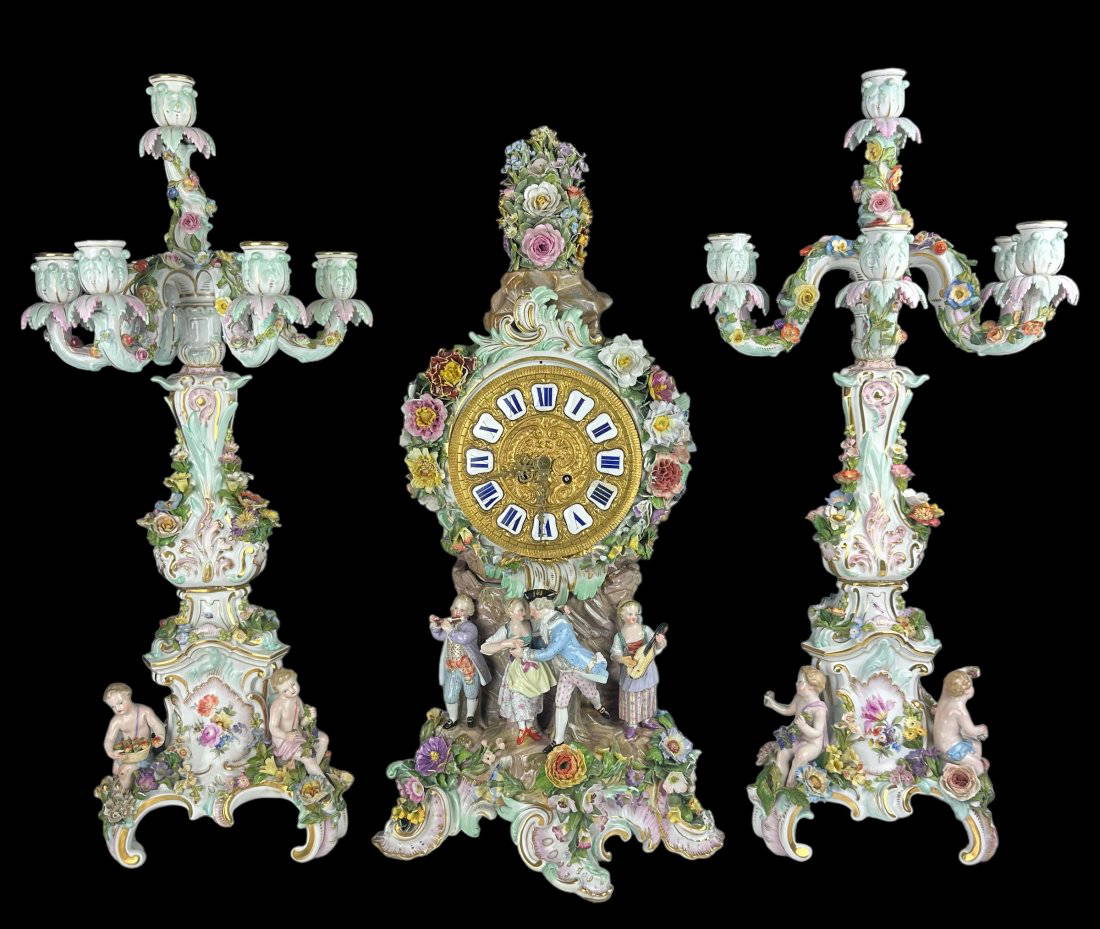A Large Meissen Clock Garniture Auction