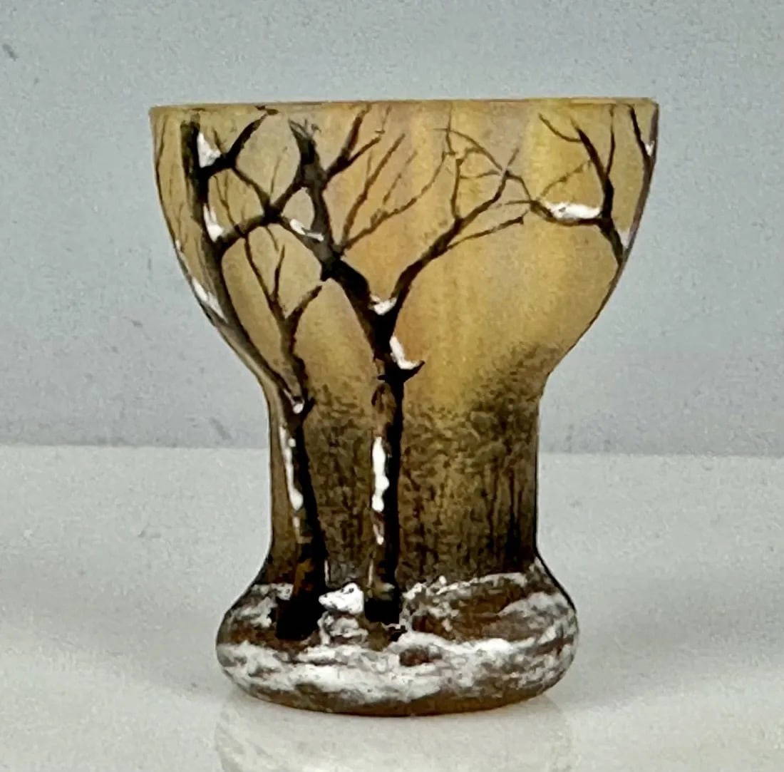Miniature Daum Nancy Winter Scene Vase Auction