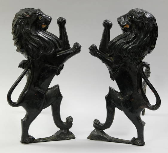 Rearing Lion Andirons