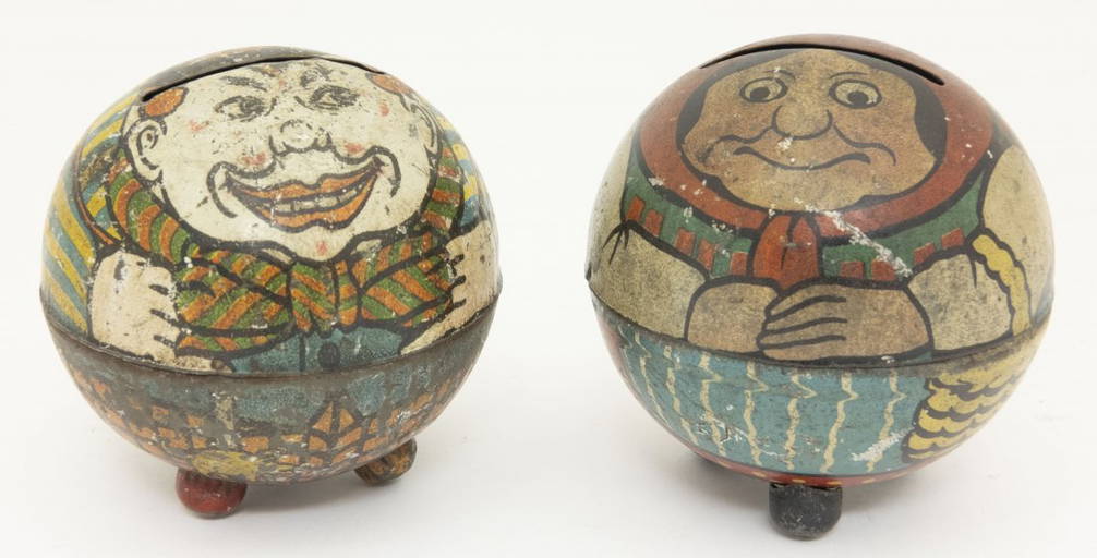 Two Roly Poly Tin Banks