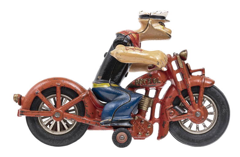 Popeye Patrol Motorcycle Iron Toy - Dec 04, 2022 | The RSL Auction ...