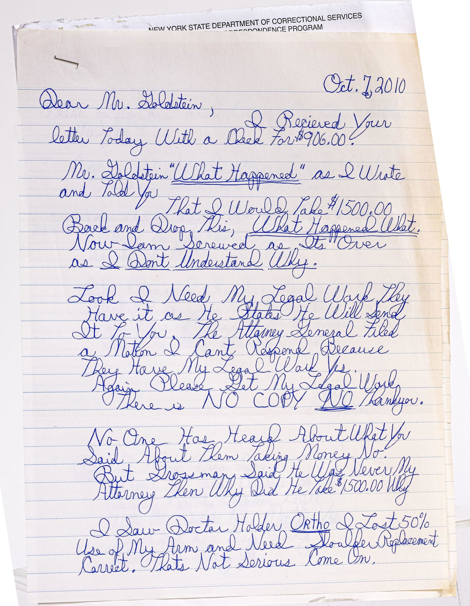 Two Ronnie "butch" Defeo Jr. Letters