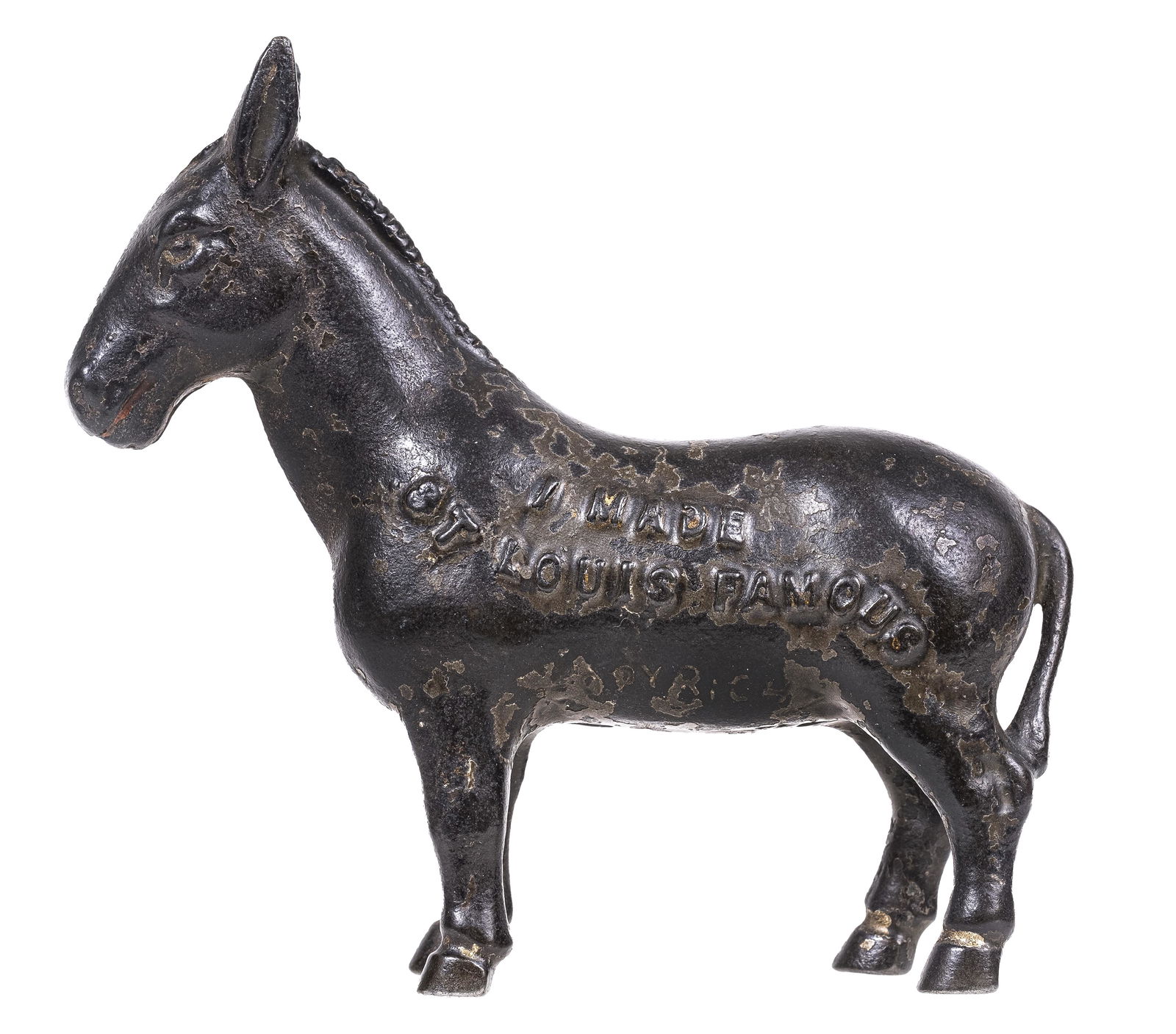 Donkey "i Made St. Louis Famous" Cast Iron Bank